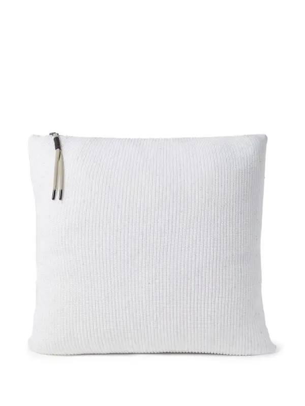 Brunello Cucinelli Ribbed-knit Square-shape Cushion - White