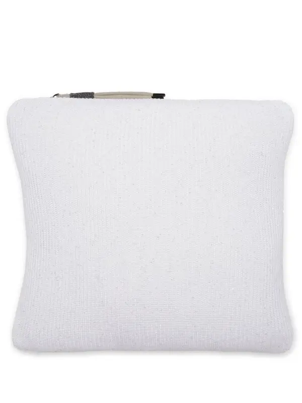 Brunello Cucinelli Ribbed-knit Square-shape Cushion - White