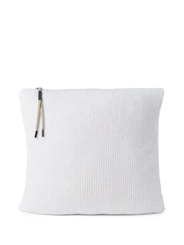 Brunello Cucinelli Ribbed-knit Square-shape Cushion - White