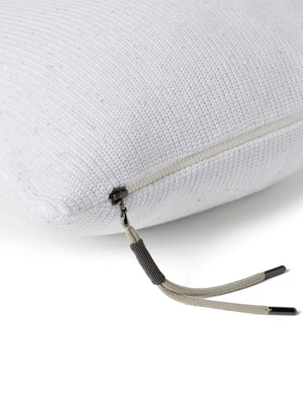 Brunello Cucinelli Ribbed-knit Square-shape Cushion - White