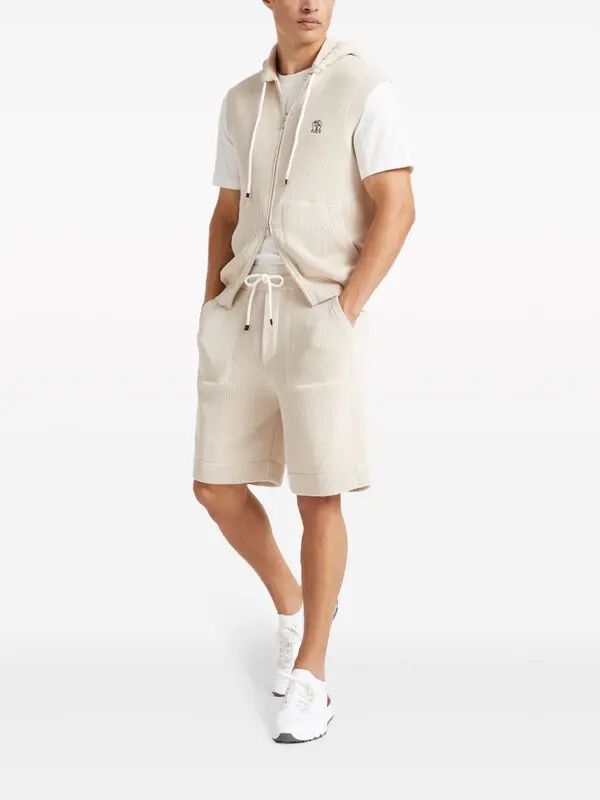 Brunello Cucinelli Drawstring-waist Fine-ribbed Shorts