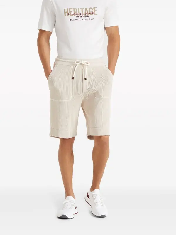 Brunello Cucinelli Drawstring-waist Fine-ribbed Shorts