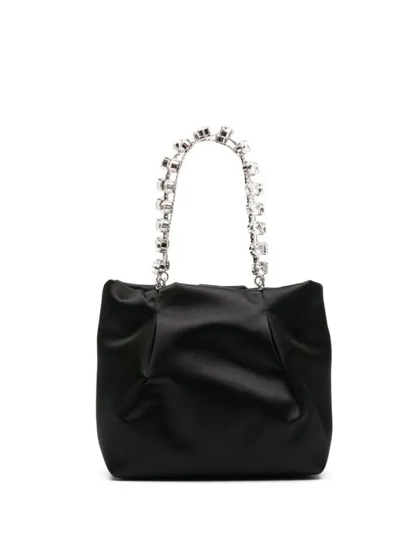 AQUAZZURA Crystal-embellished Satin Tote - Black