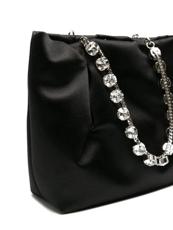 AQUAZZURA Crystal-embellished Satin Tote - Black