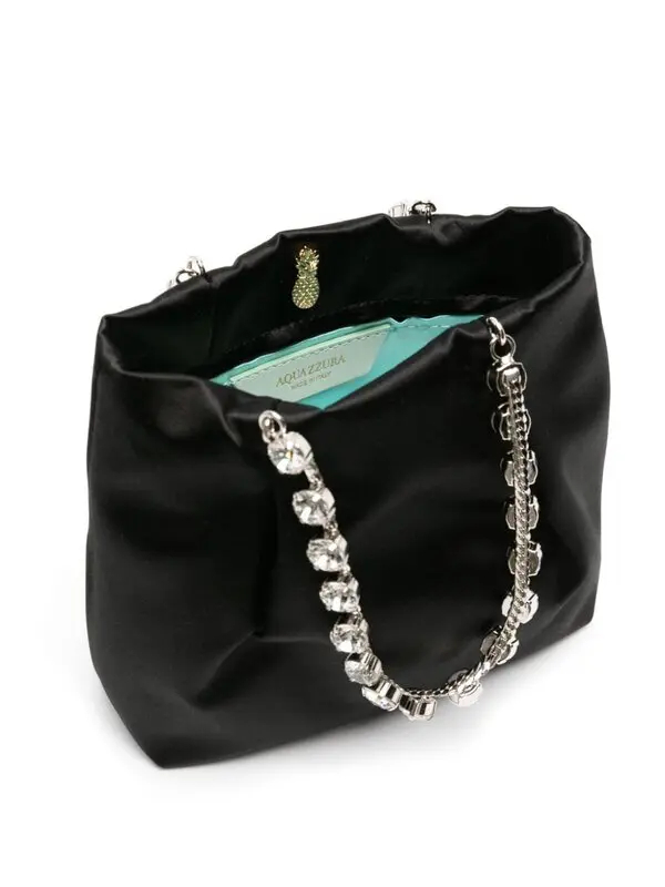 AQUAZZURA Crystal-embellished Satin Tote - Black