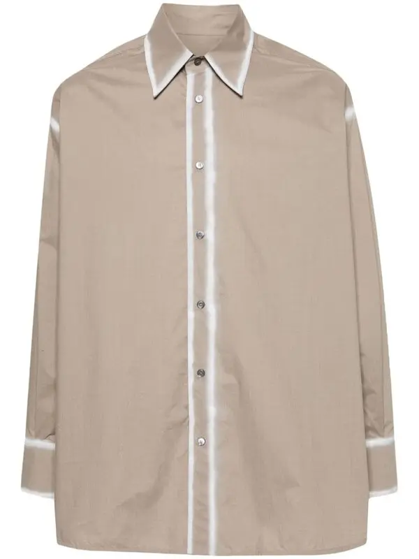 MAISON MARGIELA Contrasting-trim Poplin Shirt - Brown