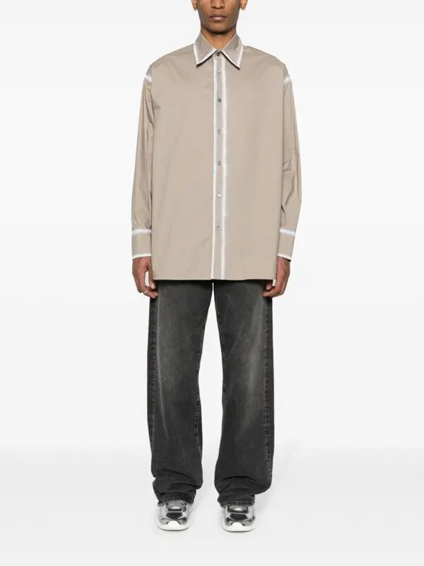 MAISON MARGIELA Contrasting-trim Poplin Shirt - Brown