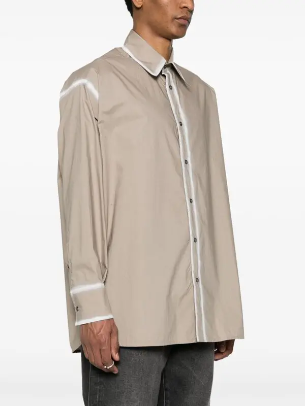 MAISON MARGIELA Contrasting-trim Poplin Shirt - Brown