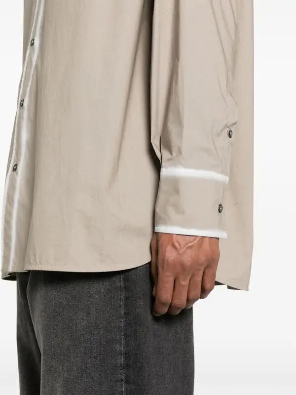 MAISON MARGIELA Contrasting-trim Poplin Shirt - Brown