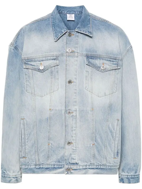 Vetements Embossed Logo Denim Jacket - Blue