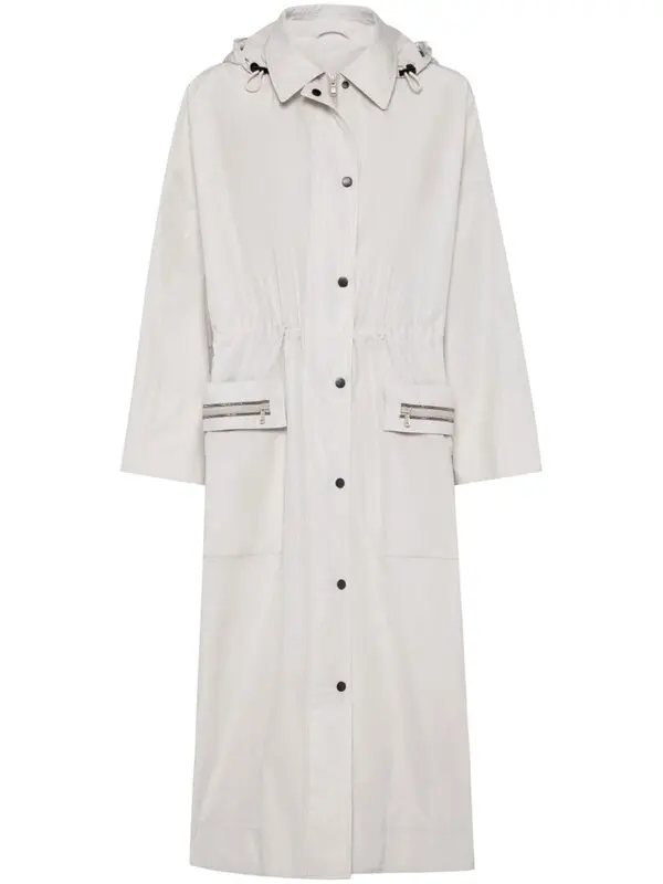 Brunello Cucinelli Single-breasted Hooded Coat - Neutrals