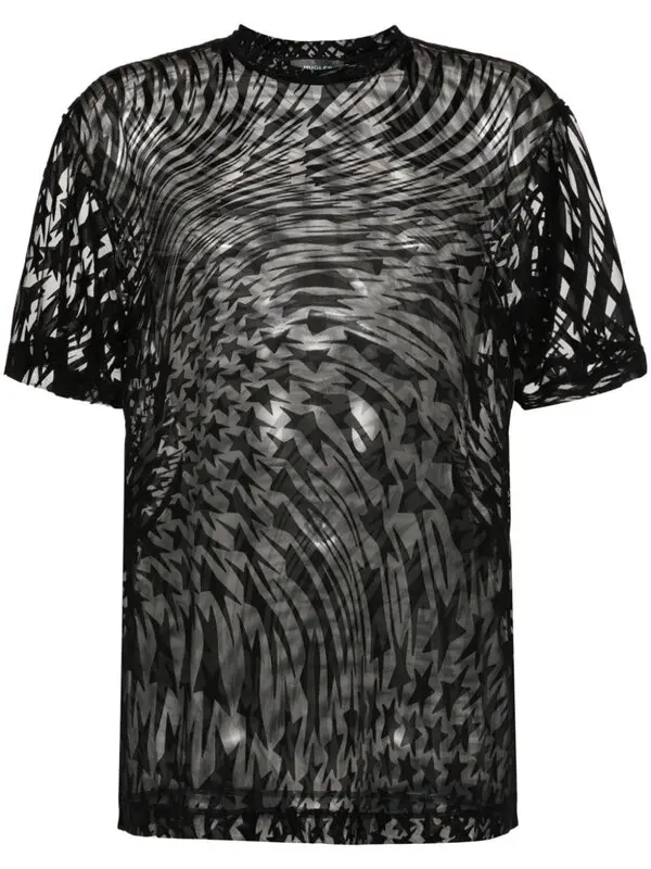 MUGLER Flocked-print T-shirt - Black