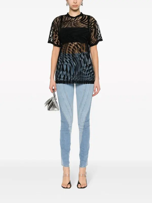 MUGLER Flocked-print T-shirt - Black