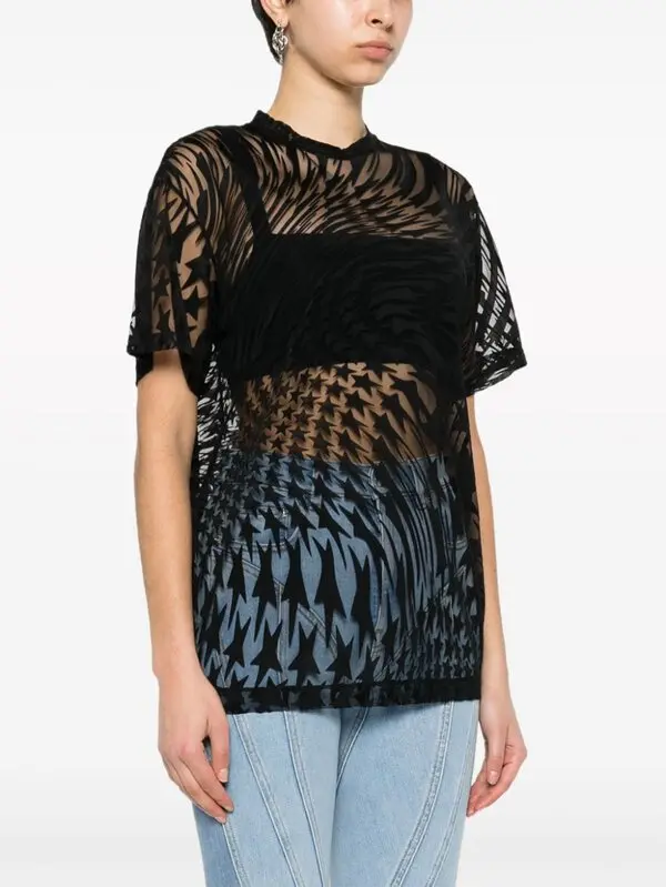 MUGLER Flocked-print T-shirt - Black