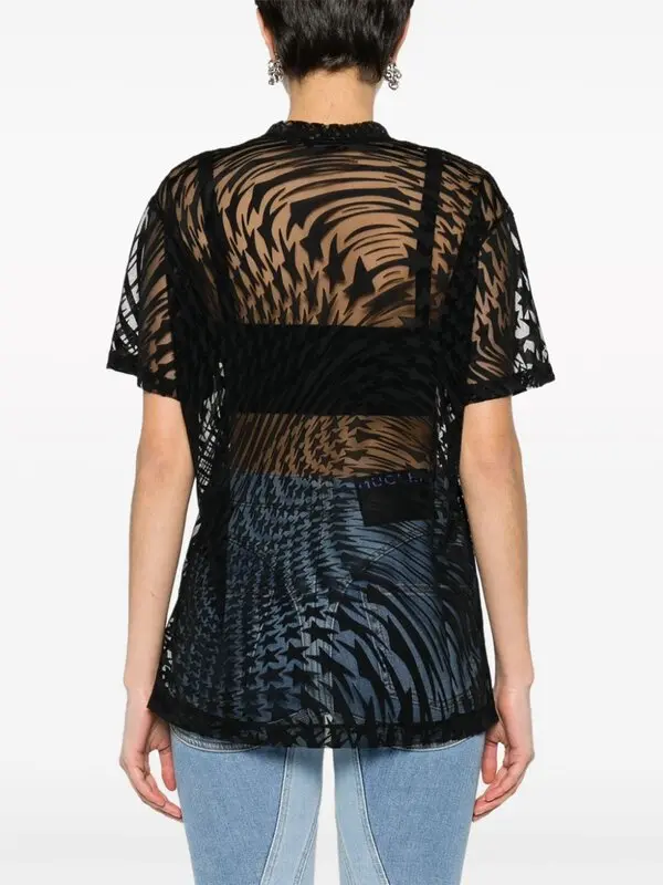 MUGLER Flocked-print T-shirt - Black