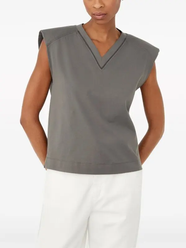Brunello Cucinelli Monili Chain Cotton Tank Top