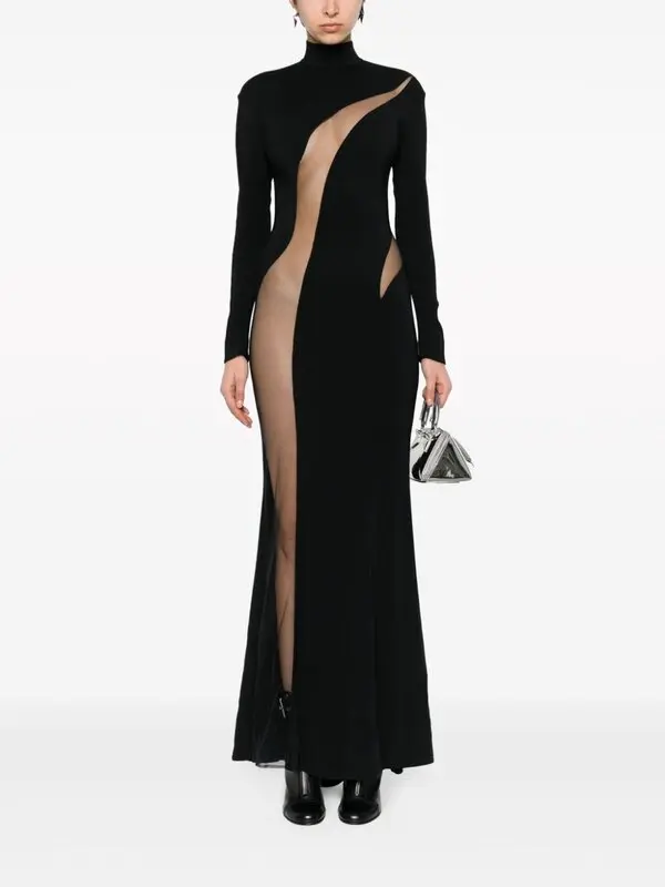 MUGLER Mesh-paneling Maxi Dress