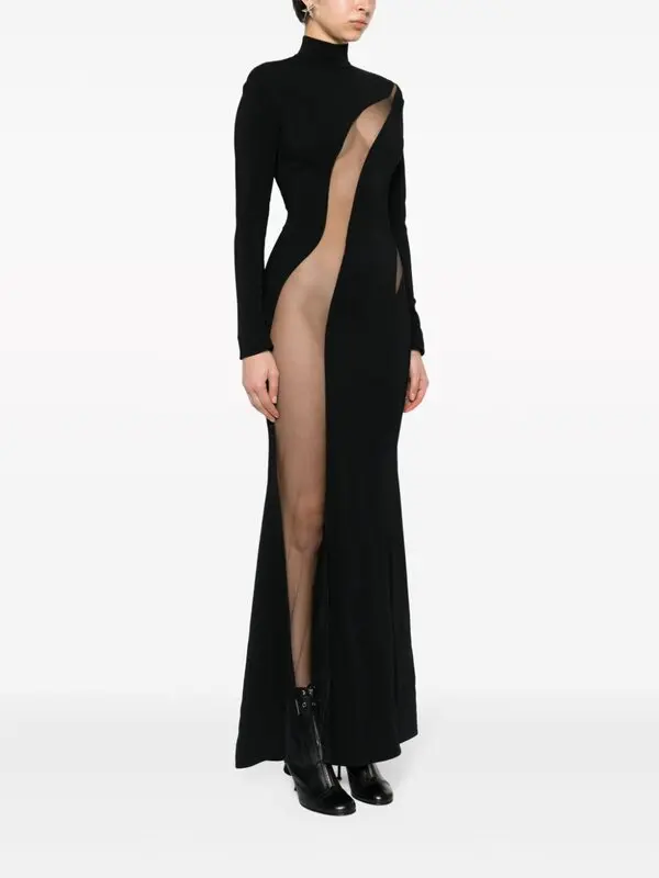 MUGLER Mesh-paneling Maxi Dress
