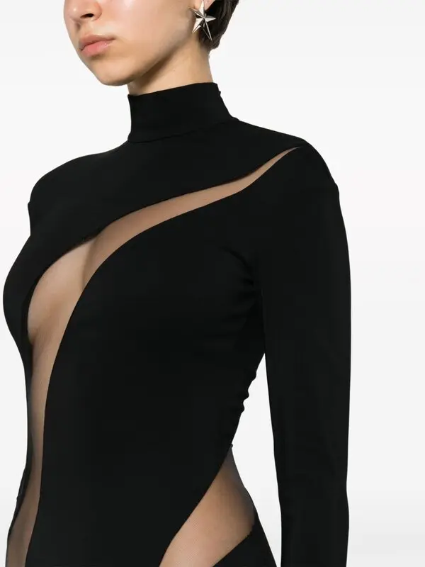 MUGLER Mesh-paneling Maxi Dress