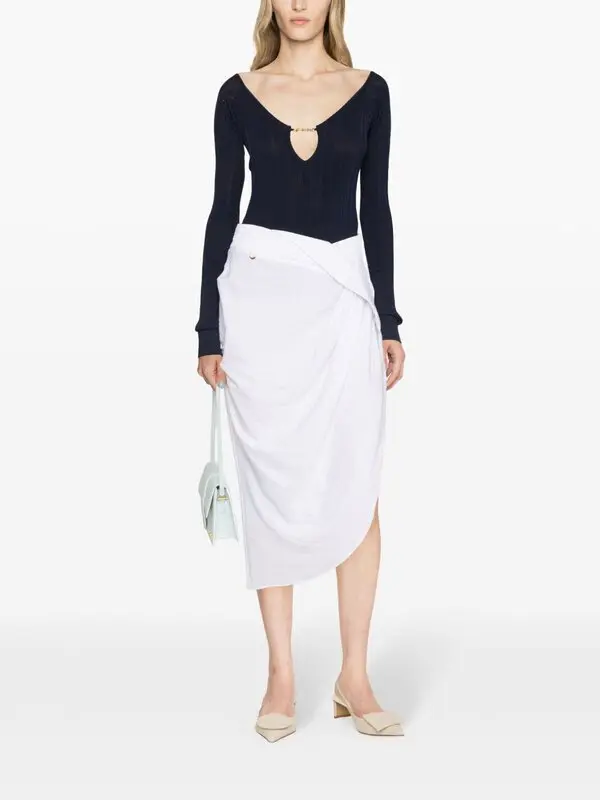Jacquemus La Jupe Asymmetric Midi Skirt - White