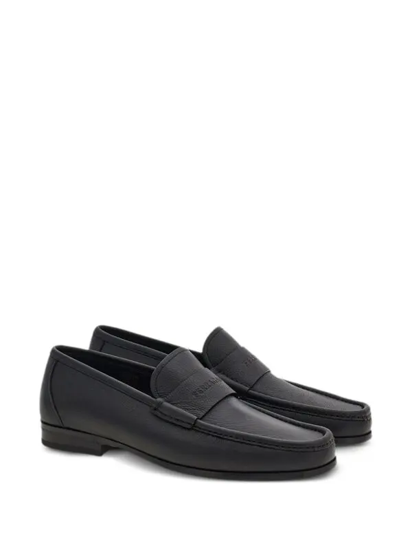 FERRAGAMO Logo-debossed Leather Loafers