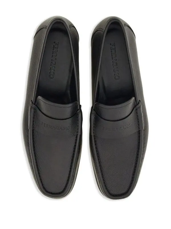 FERRAGAMO Logo-debossed Leather Loafers