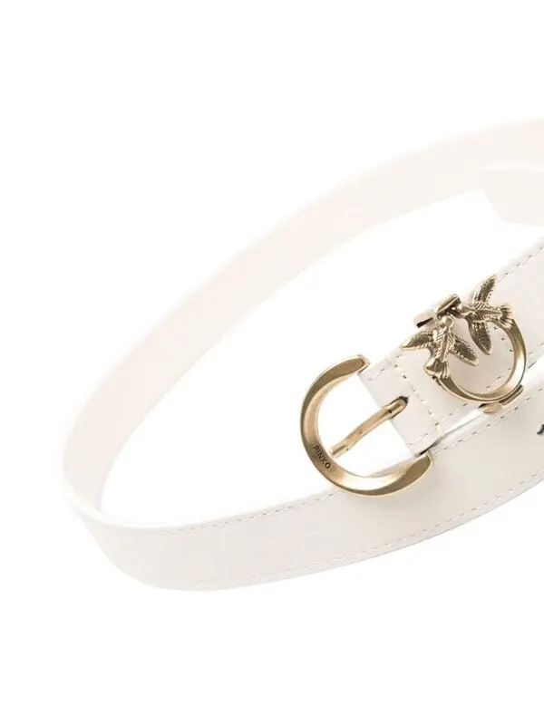 Pinko Tumbled Leather Belt With Love Birds Detail