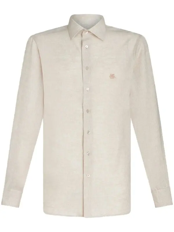 Etro Pegaso-embroidered Mélange-effect Shirt