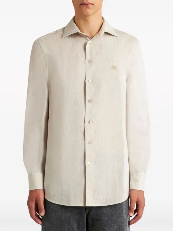 Etro Pegaso-embroidered Mélange-effect Shirt