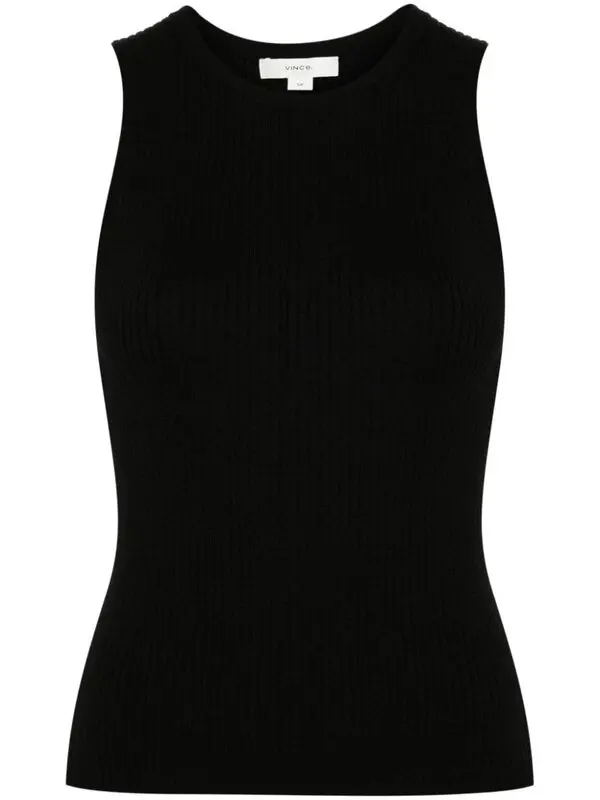 Vince Ribbed Knit Tank Top - Black