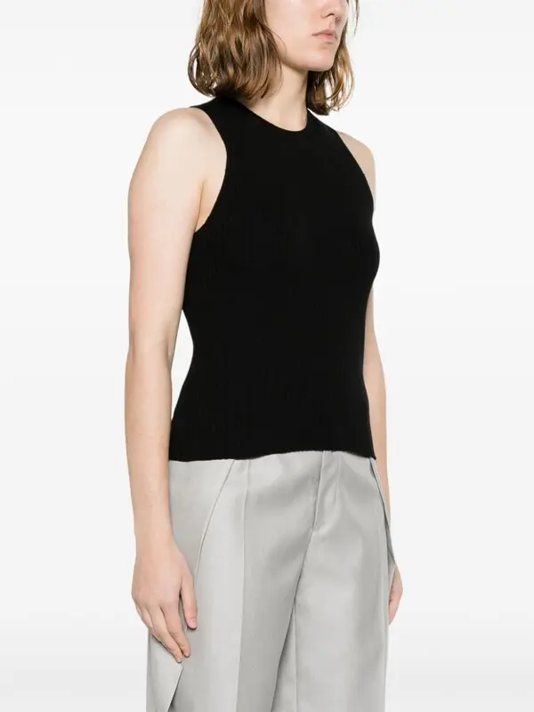 Vince Ribbed Knit Tank Top - Black