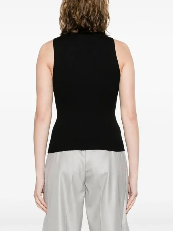 Vince Ribbed Knit Tank Top - Black