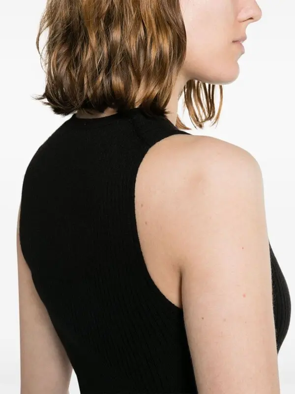 Vince Ribbed Knit Tank Top - Black
