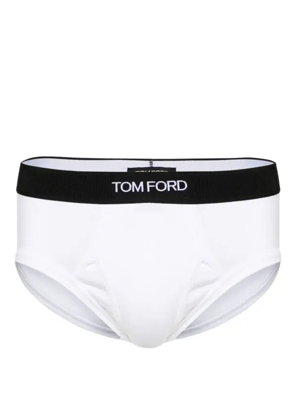 TOM FORD Logo-waistband Cotton Briefs - Grey