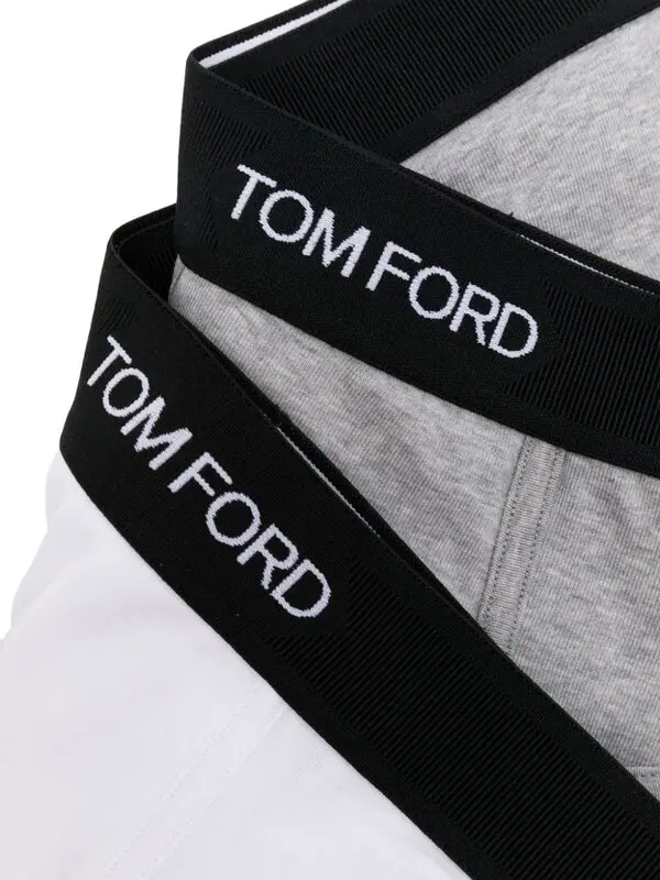 TOM FORD Logo-waistband Cotton Briefs - Grey