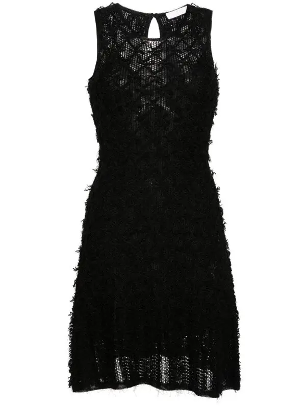 Chloé Frayed Mini Dress - Black