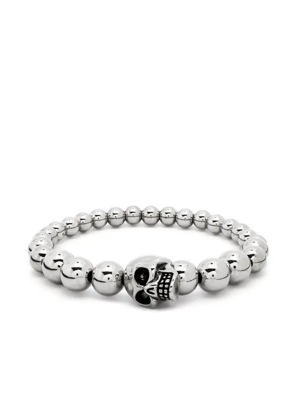 Alexander McQueen Skull-charm Beaded Bracelet - Silver