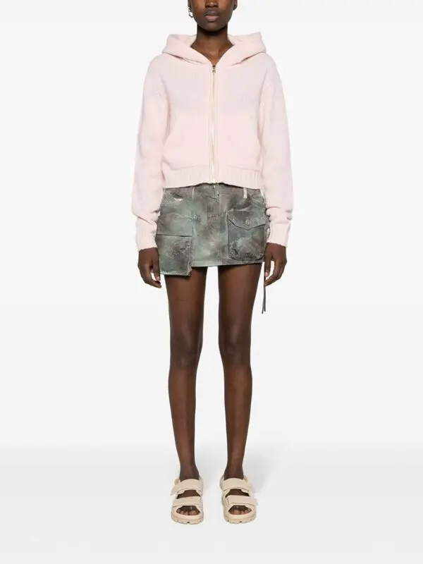 Palm Angels Logo-embroidered Cropped Hoodie