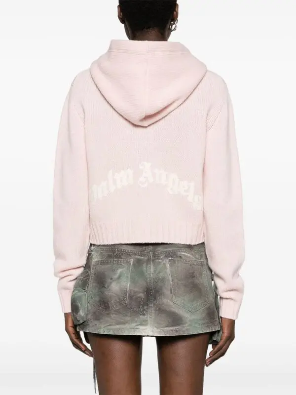 Palm Angels Logo-embroidered Cropped Hoodie