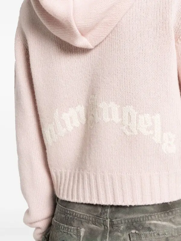 Palm Angels Logo-embroidered Cropped Hoodie