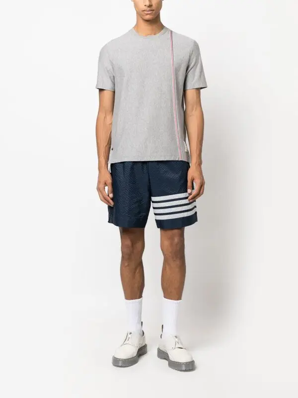 Thom Browne Rwb Stripe Cotton T-shirt - Grey