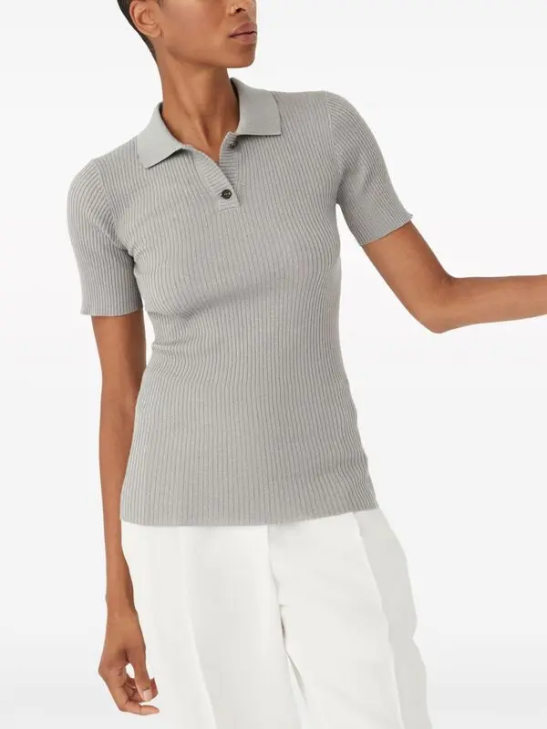 Brunello Cucinelli Fine-ribbed Polo Top