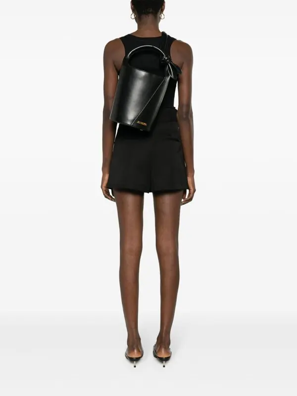 Jacquemus Le Petit Tourni Leather Bucket Bag - Black