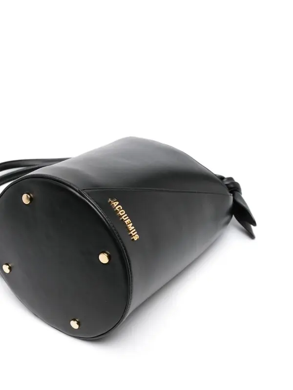 Jacquemus Le Petit Tourni Leather Bucket Bag - Black