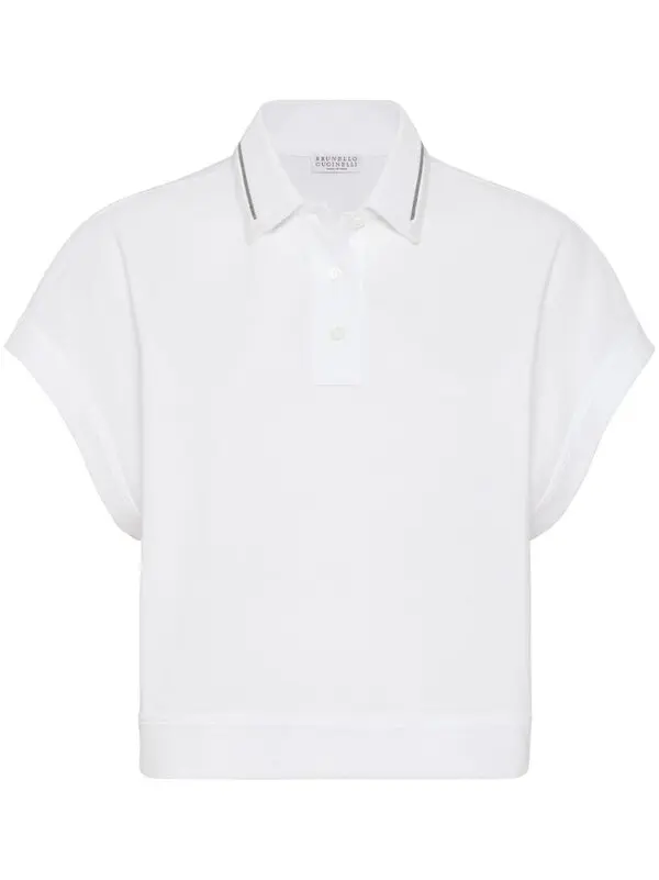 Brunello Cucinelli Monili Chain Detail Cotton Polo Top