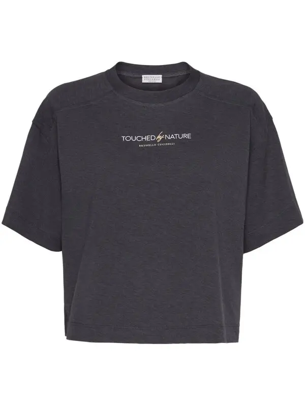Brunello Cucinelli Logo Print Cotton T-shirt