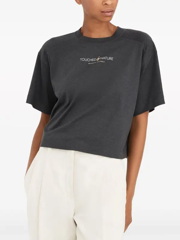 Brunello Cucinelli Logo Print Cotton T-shirt