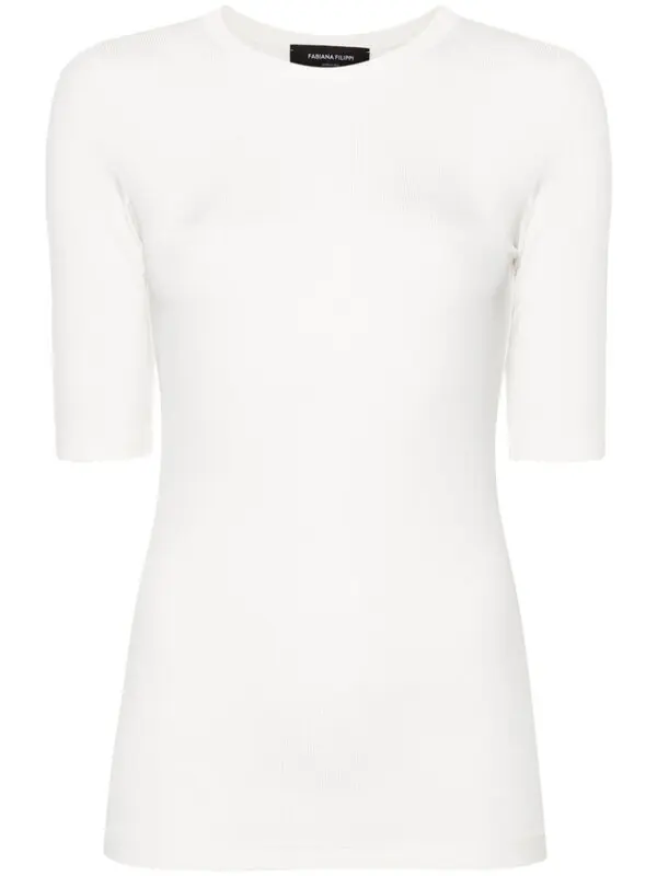 Fabiana Filippi Cut-out Fine-ribbed Top - White