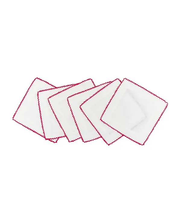 TINA CHEN DESIGNS Picot Edge Cocktail Napkins, Set Of - Fuchsia