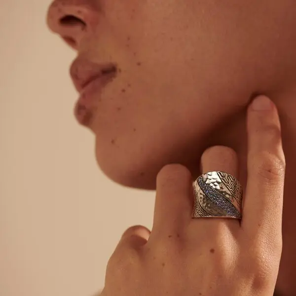 John Hardy Classic Chain Hammered Saddle Ring